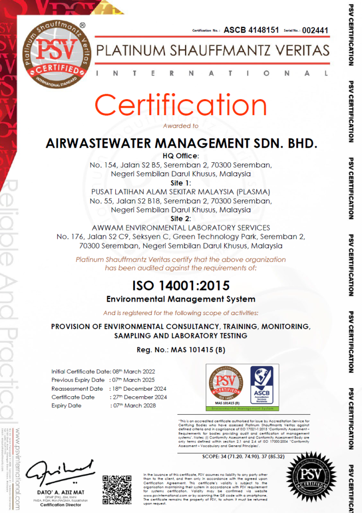 PSV Certification 2 - (THE ENVIRONMENTAL SPECIALIST WITH MS ISO 9001: ...